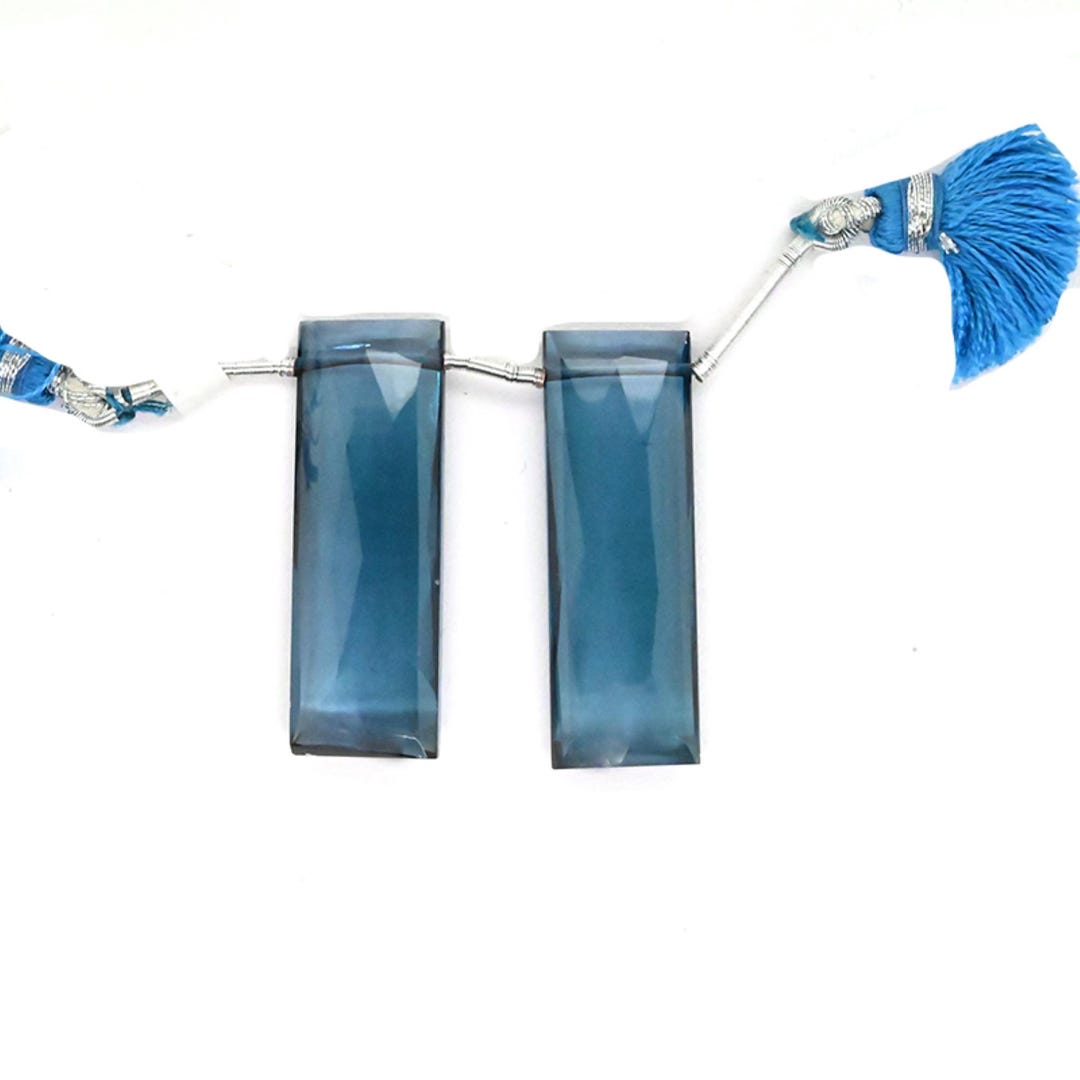 Hydro London Blue Quartz Drops Baguette Shape 35x12mm Drilled Beads ...