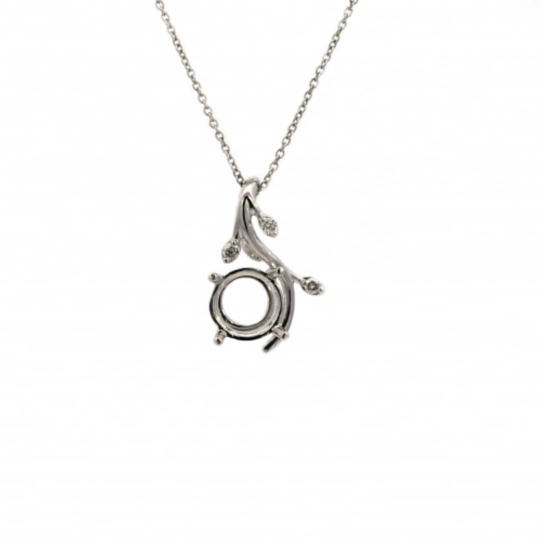 Pendant Semi Mount Round 7mm in 14K White Gold With Diamond Accents ...