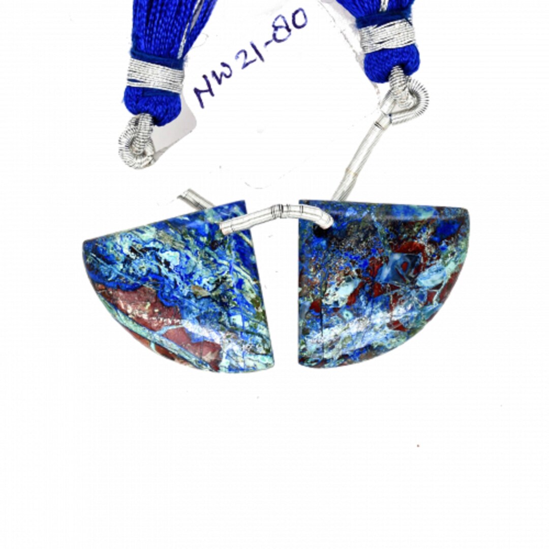 Neon Azurite Malachite Drops Fan Shape 19x25mm Front to Back Drilled ...