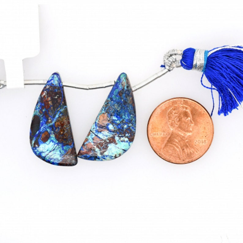 Neon Azurite Malachite Drops Wing Shape 27x12mm Drilled Bead - Etsy