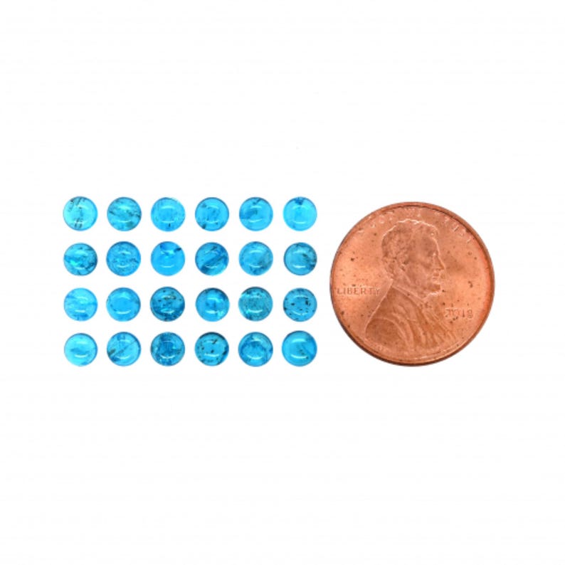 Neon Apatite Cab Round 4mm Approximately 6 Carat, Vibrant Blue Color ...