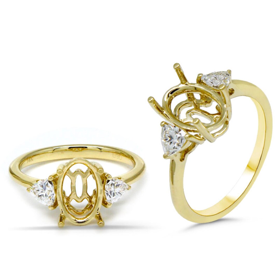 Oval 10x7mm Ring Semi Mount in 14k Yellow Gold With Lab Diamond Accents ...