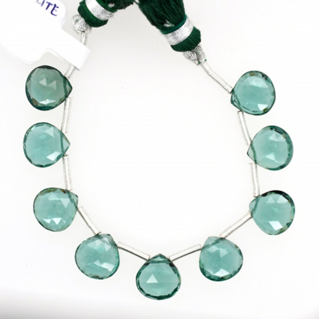 Hydro Indicolite Quartz Drops Heart Shape 10mm Drilled Beads 9 Pieces ...