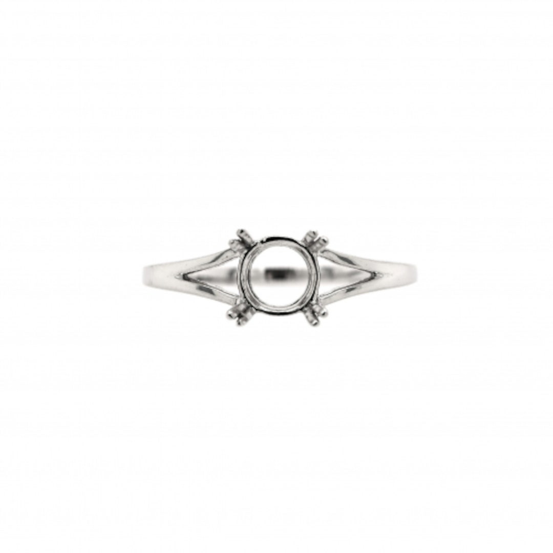 Ring Semi Mount Round 6mm in 14k White Gold, 4 Prong Split Shank ...