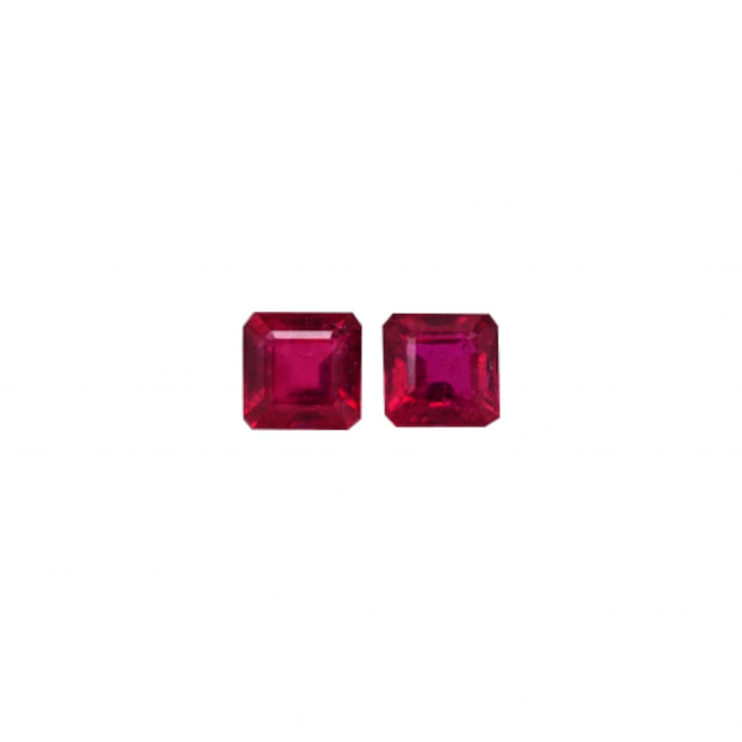Madagascar Ruby Square 6mm Approximately 3.30 Carat Matching Pair, July ...