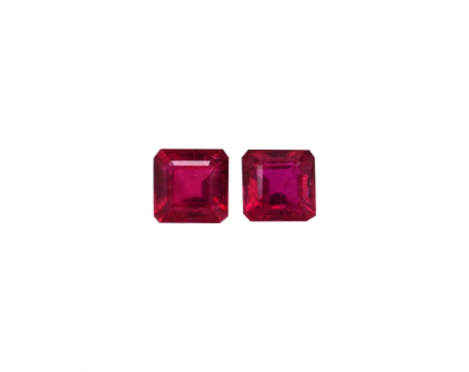 Madagascar Ruby Square 6mm Approximately 3.30 Carat Matching Pair, July ...