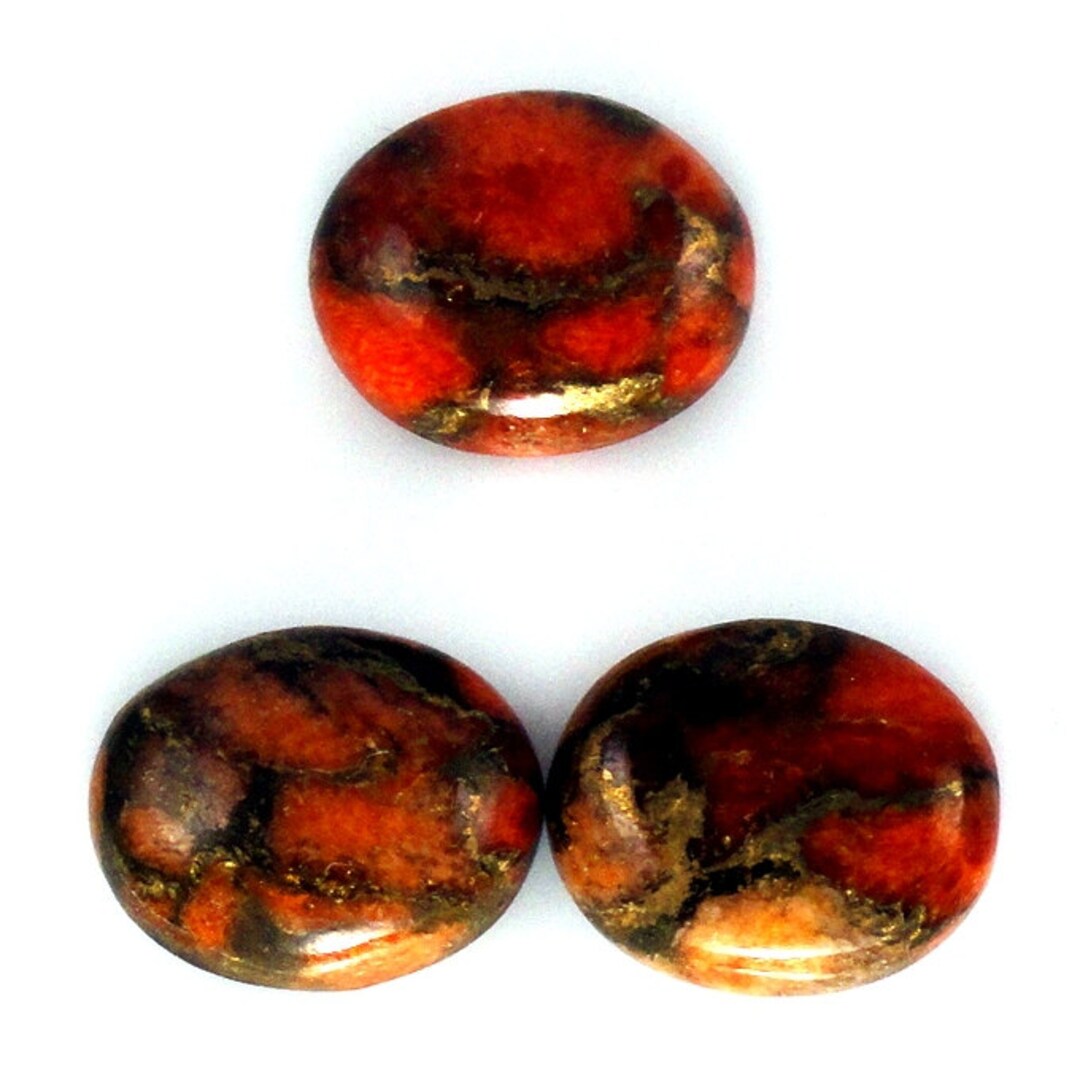 Orange Copper Turquoise Cab Oval Shape 12x10x4mm Approximately 10 Carat ...