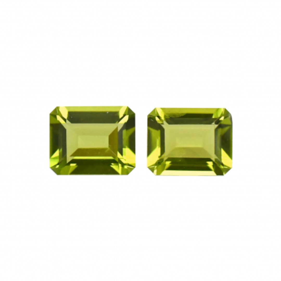Peridot Emerald Cut 10x8mm Matching Pair 5 Carat* , Beautiful Lime ...