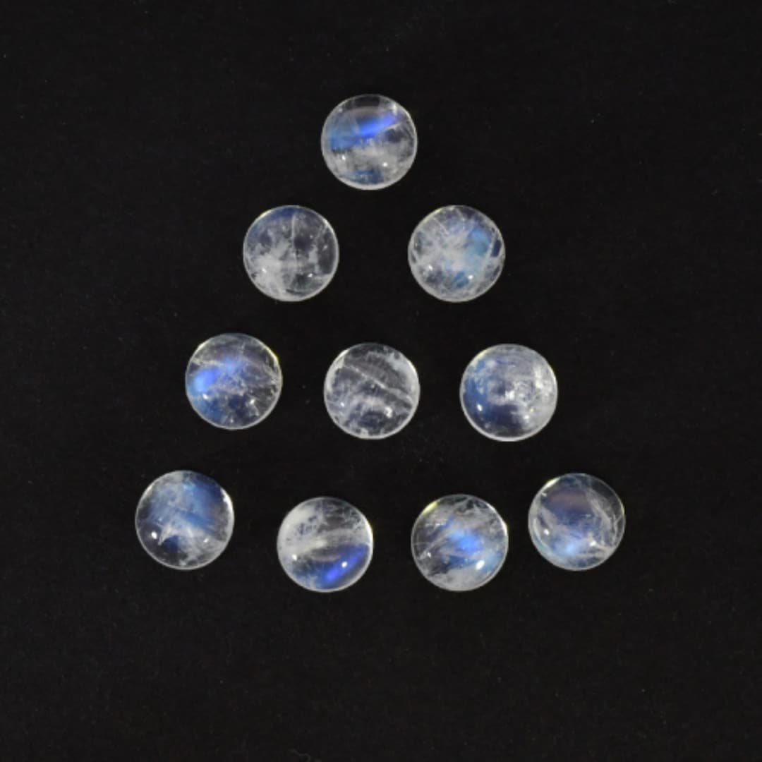 Rainbow Moonstone Cab Round 6mm Approximately 8.32 Carat, Variety of ...