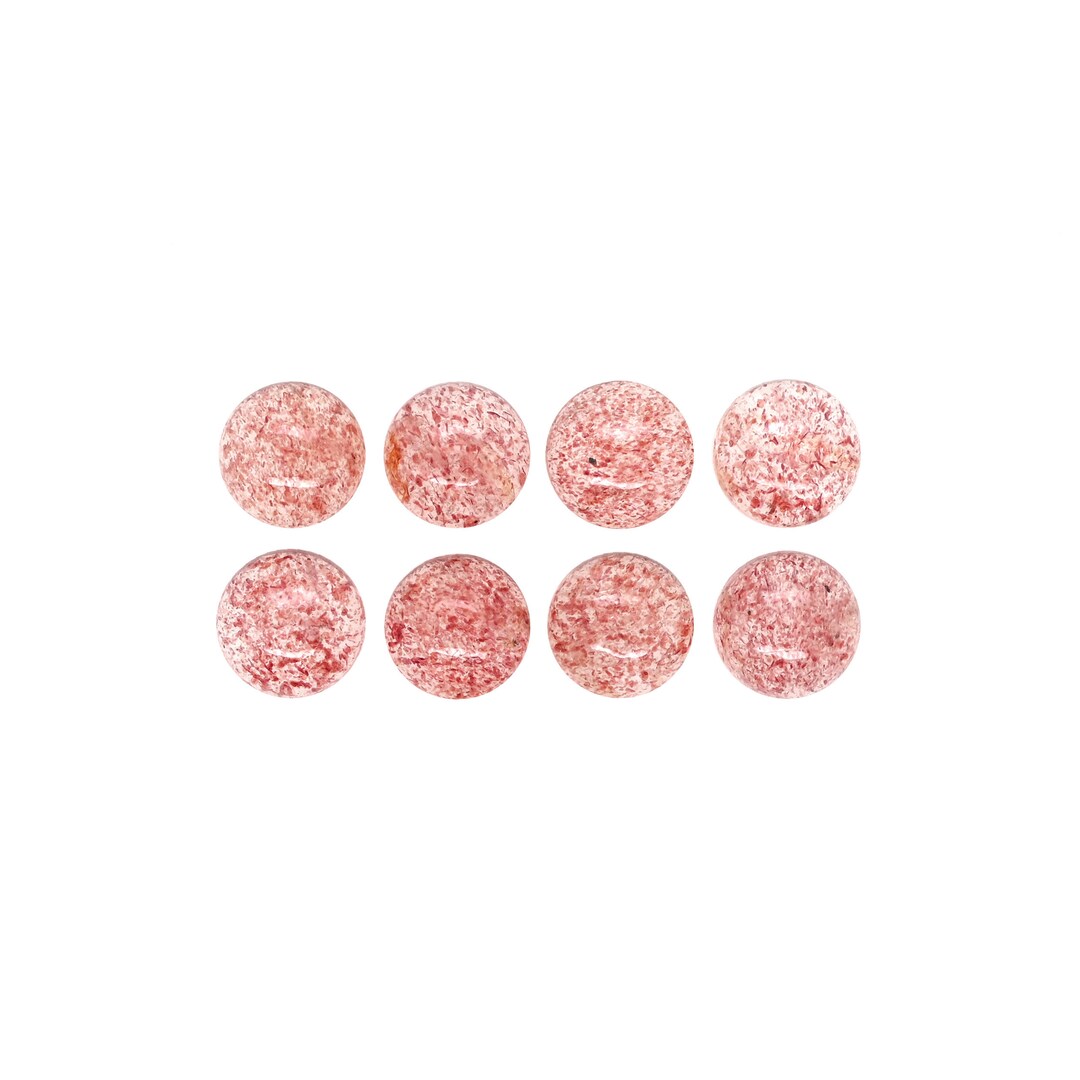 Strawberry Quartz Cabs Round 8mm Approximately 15 Carat, Pinkish to ...