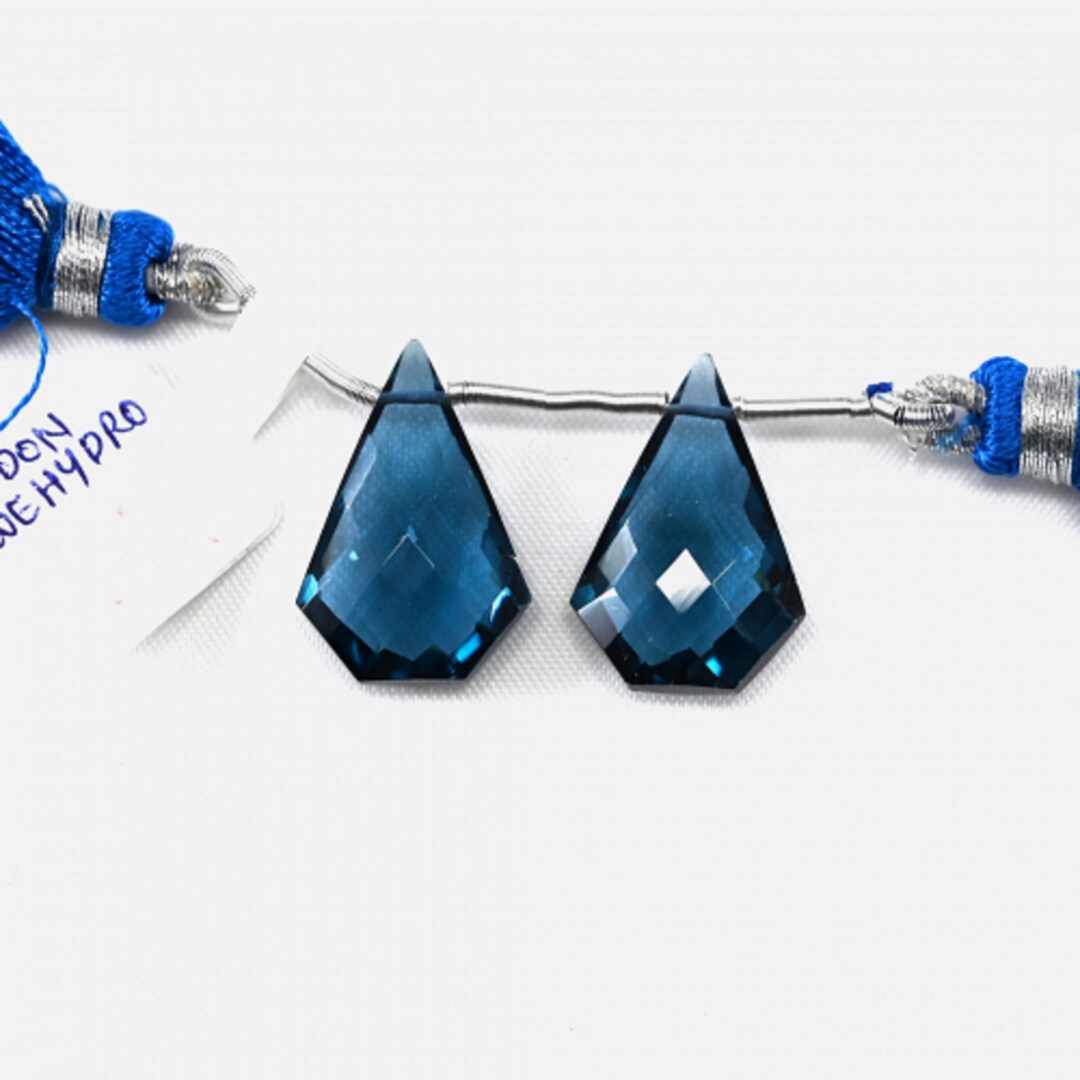 Hydro London Blue Drops Fancy Shape 21x14mm Drilled Beads Matching Pair ...