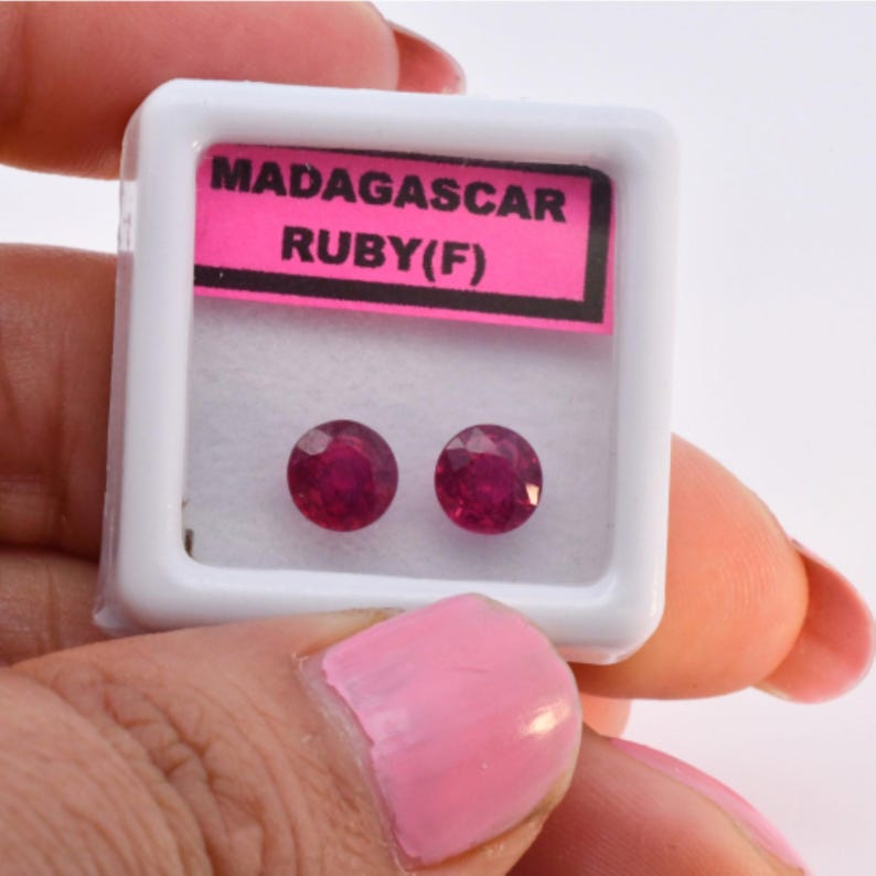 Madagascar Ruby Round 6mm Approximately 2.50 Carat Matching Pair, July ...