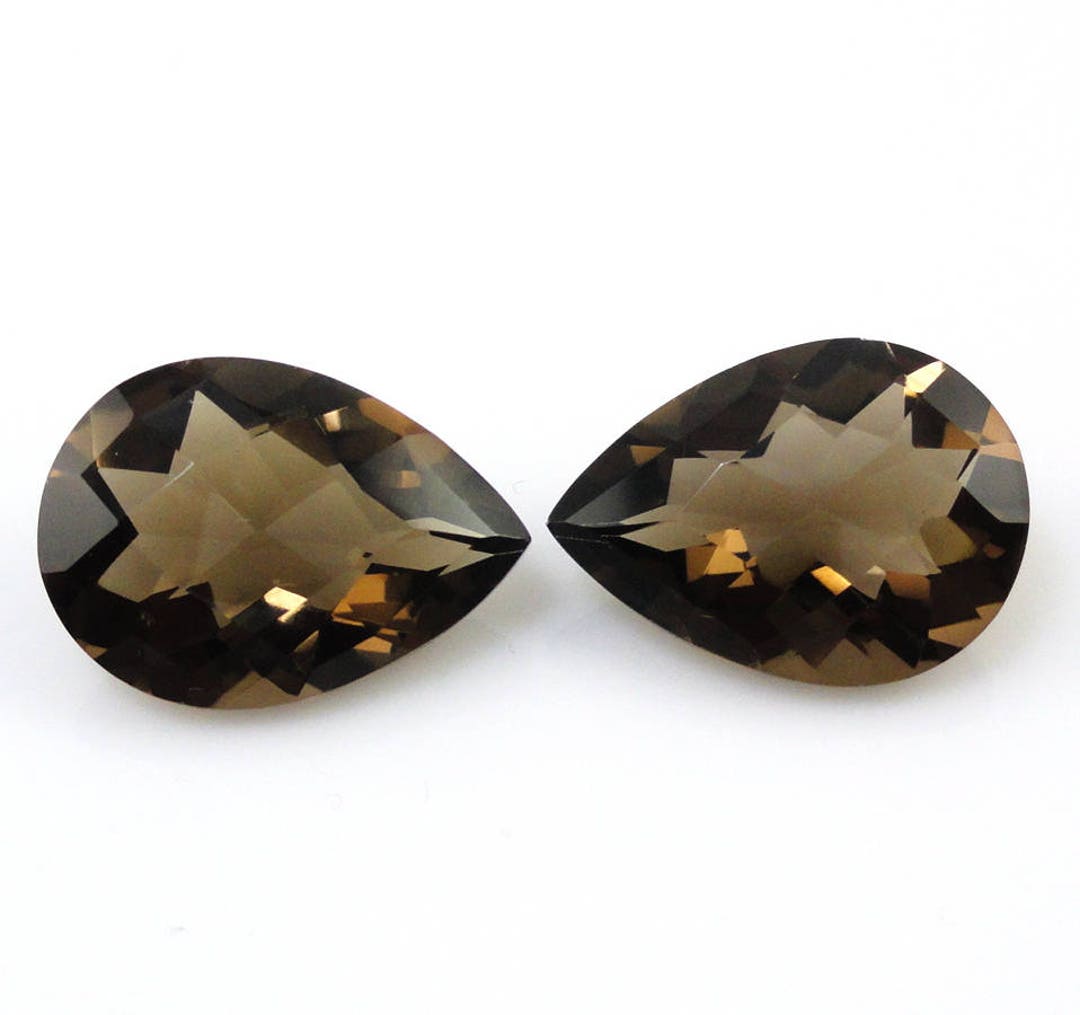 Smoky Quartz Pear Shape 18x13mm Approximately 18 Carat Matched Pair ...