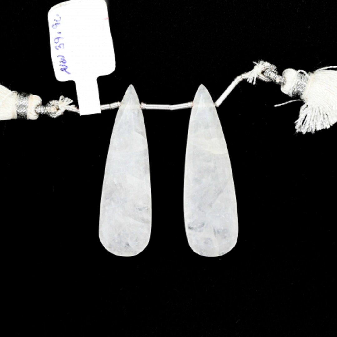 White Milky Quartz Drops Elongated Almond Shape 40x12mm Drilled Beads ...