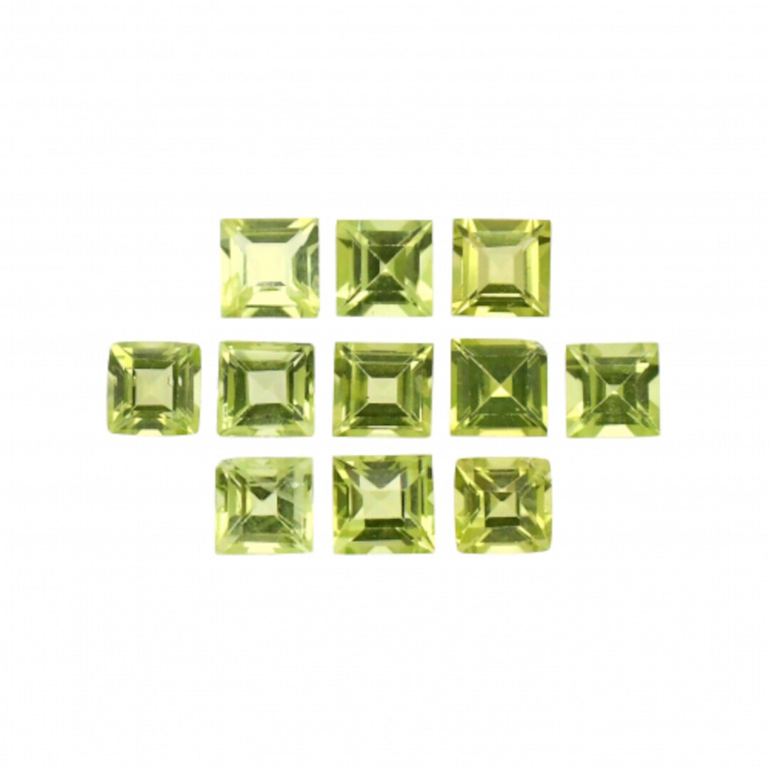 Peridot Princess Cut 4 mm Aproximadamente 4 quilates, pedra do mês de ...