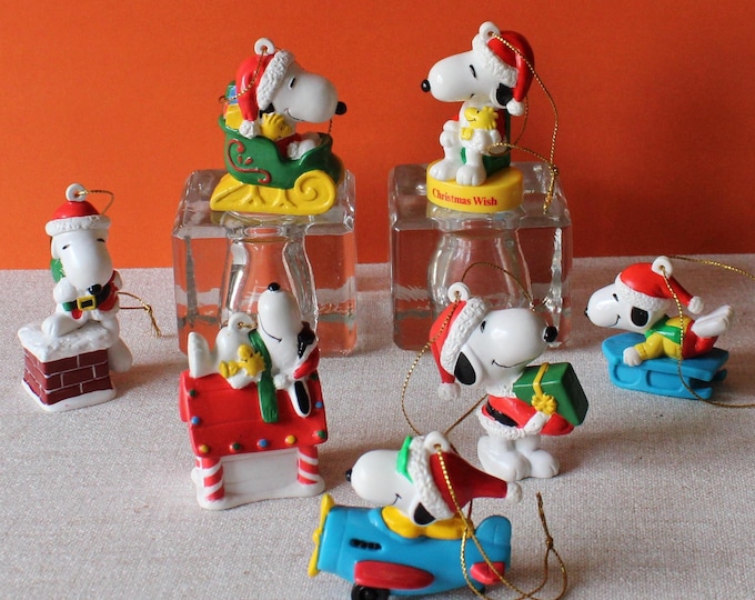 Vintage Snoopy Christmas Tree Ornaments: 1990s Peanuts Figurines - Etsy