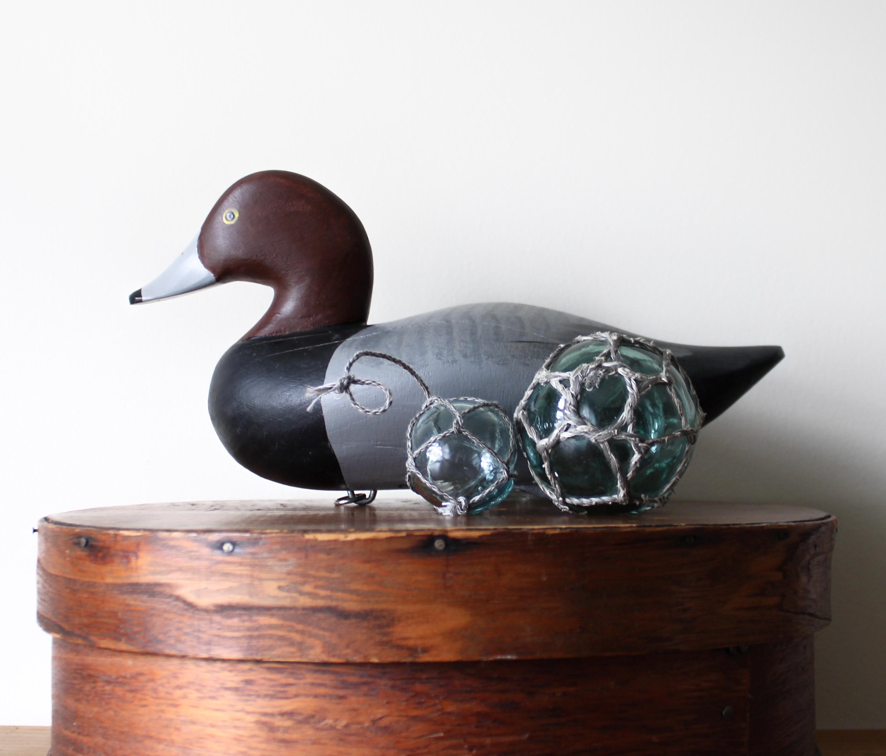 Redhead Wooden Duck Decoy. Hand Painted. Hand Carved. Signed and Dated ...