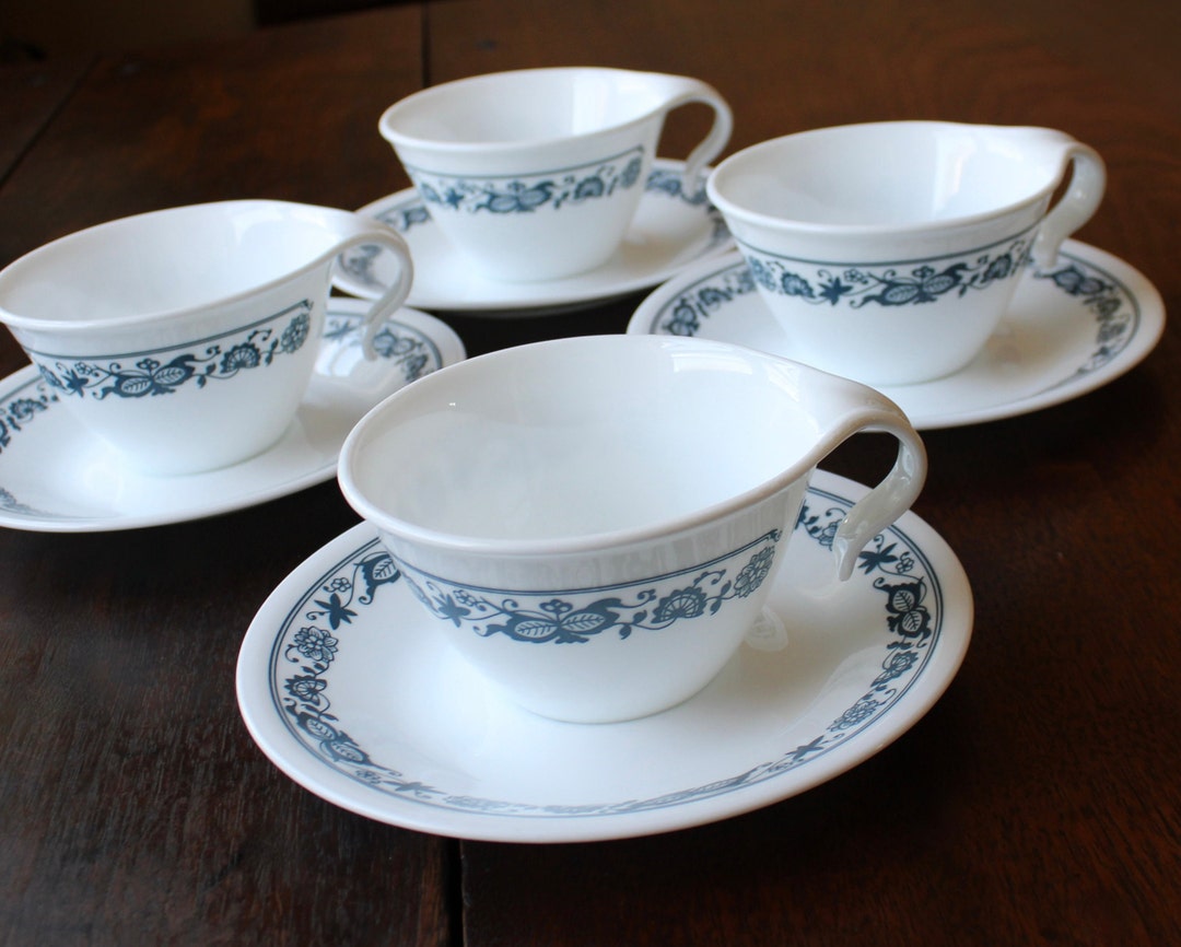 Vintage Corelle Cups and Saucers Old Town Blue Pattern - Etsy