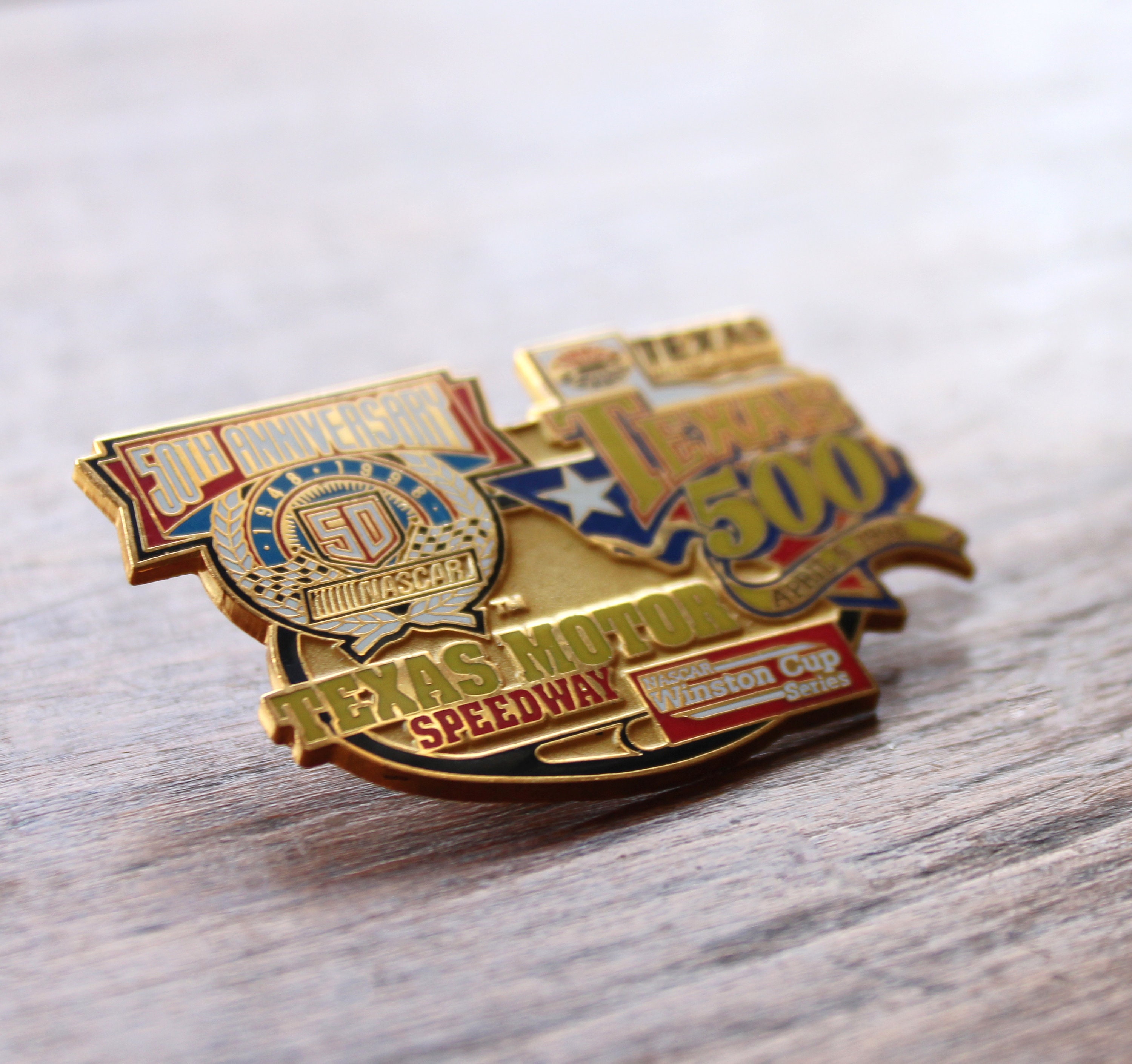 Vintage 1998 Nascar 50th Anniversary Lapel Pin, Hat Pin. Texas Motor ...