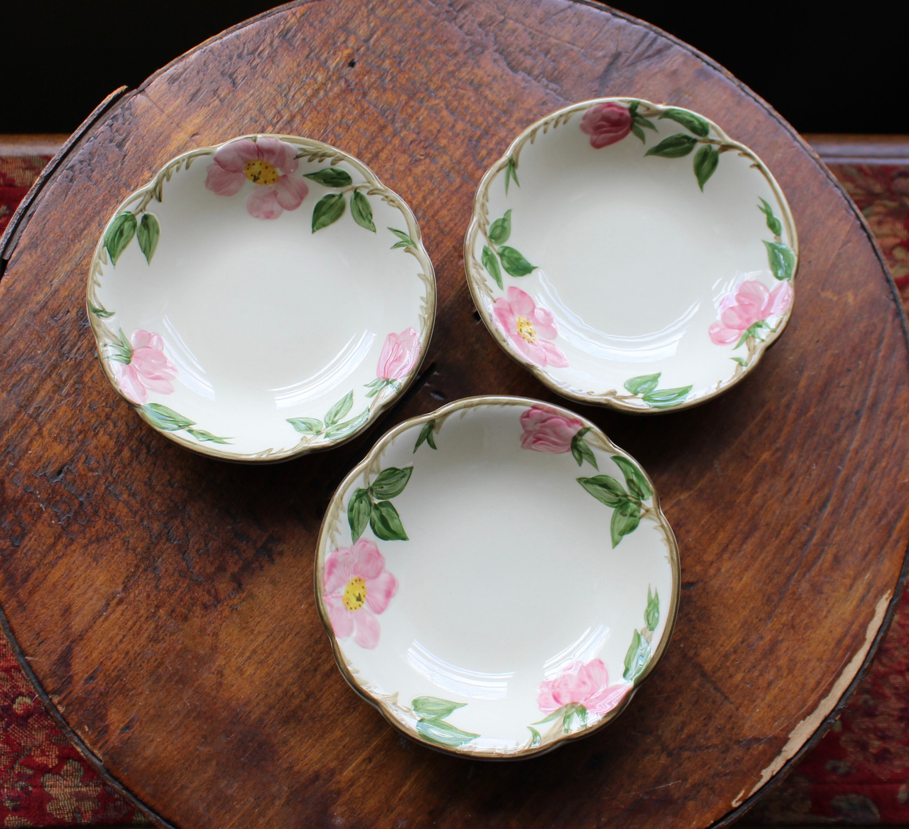 Vintage Gladding Mcbean Pottery Desert Rose Bowls Fruit Or Sauce
