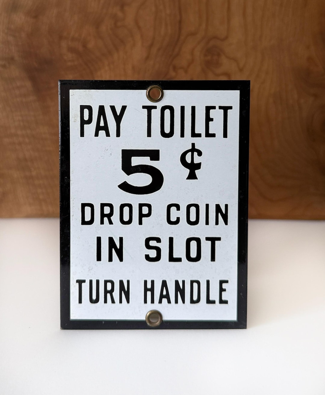 Vintage Porcelain Pay Toilet Sign: 1940s-50s Americana Bathroom Decor ...