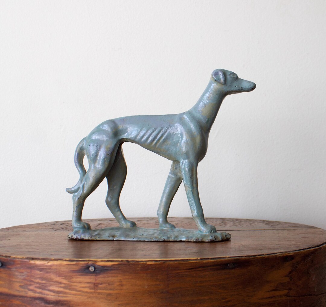 Original Cast Iron Whippet Doorstop. REPAINTED. Heavy. Weighs Mottled ...