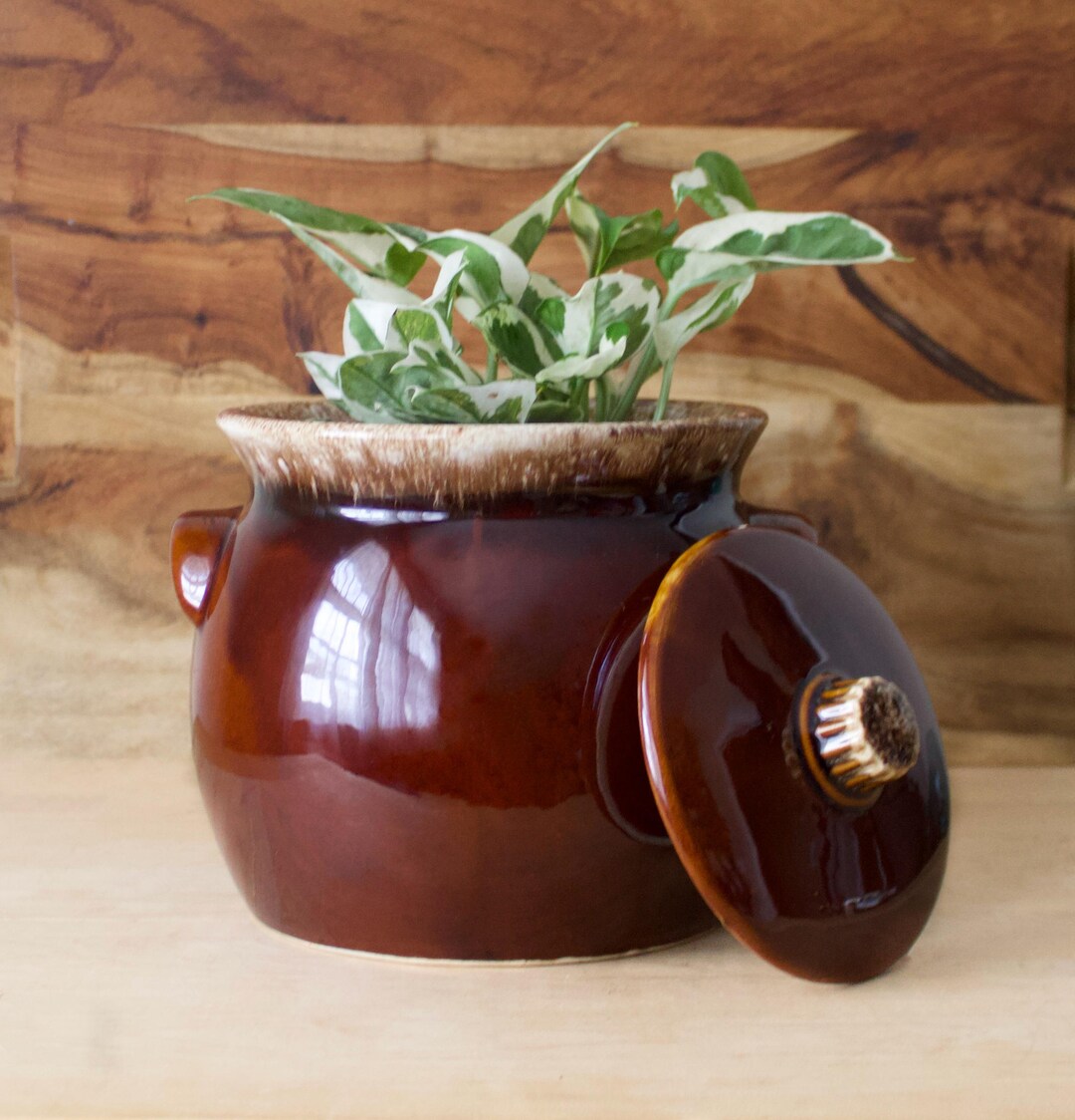 Vintage Hull Bean Pot, Brown Drip, House and Garden Mirror Brown ...