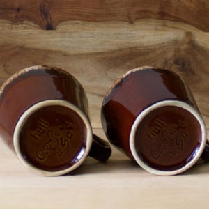 Set of Four Vintage Hull Coffee Mugs. Hull Pottery. Brown Ceramic Mugs ...