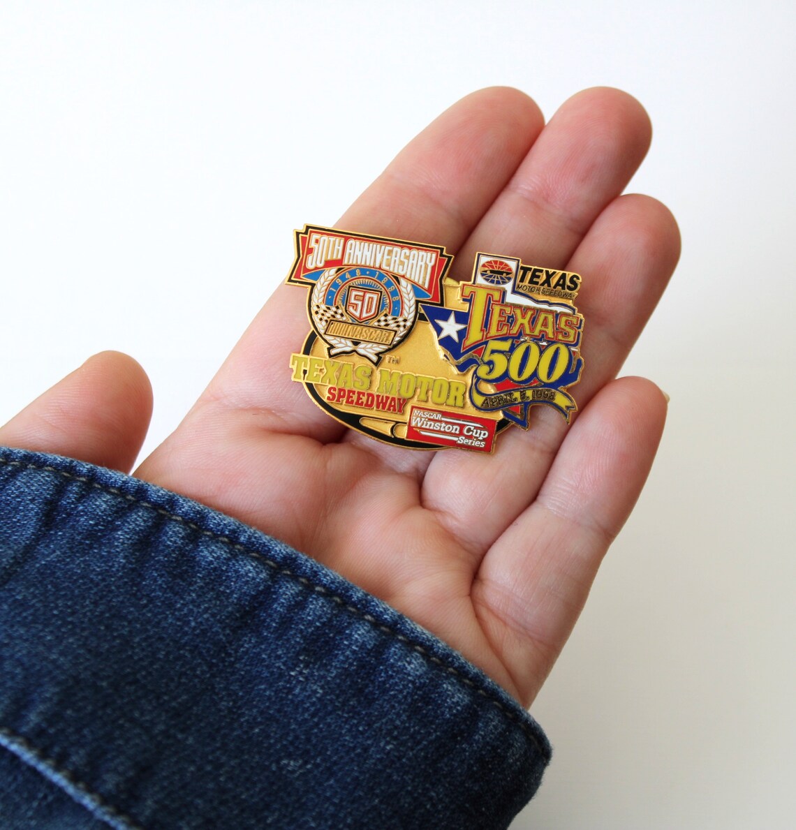 Vintage 1998 Nascar 50th Anniversary Lapel Pin, Hat Pin. Texas Motor ...