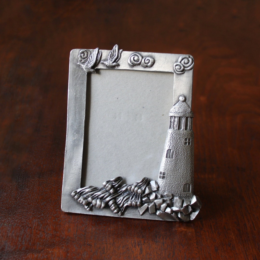 Vintage Pewter Lighthouse Picture Frame. Sculpted Lighthouse - Etsy