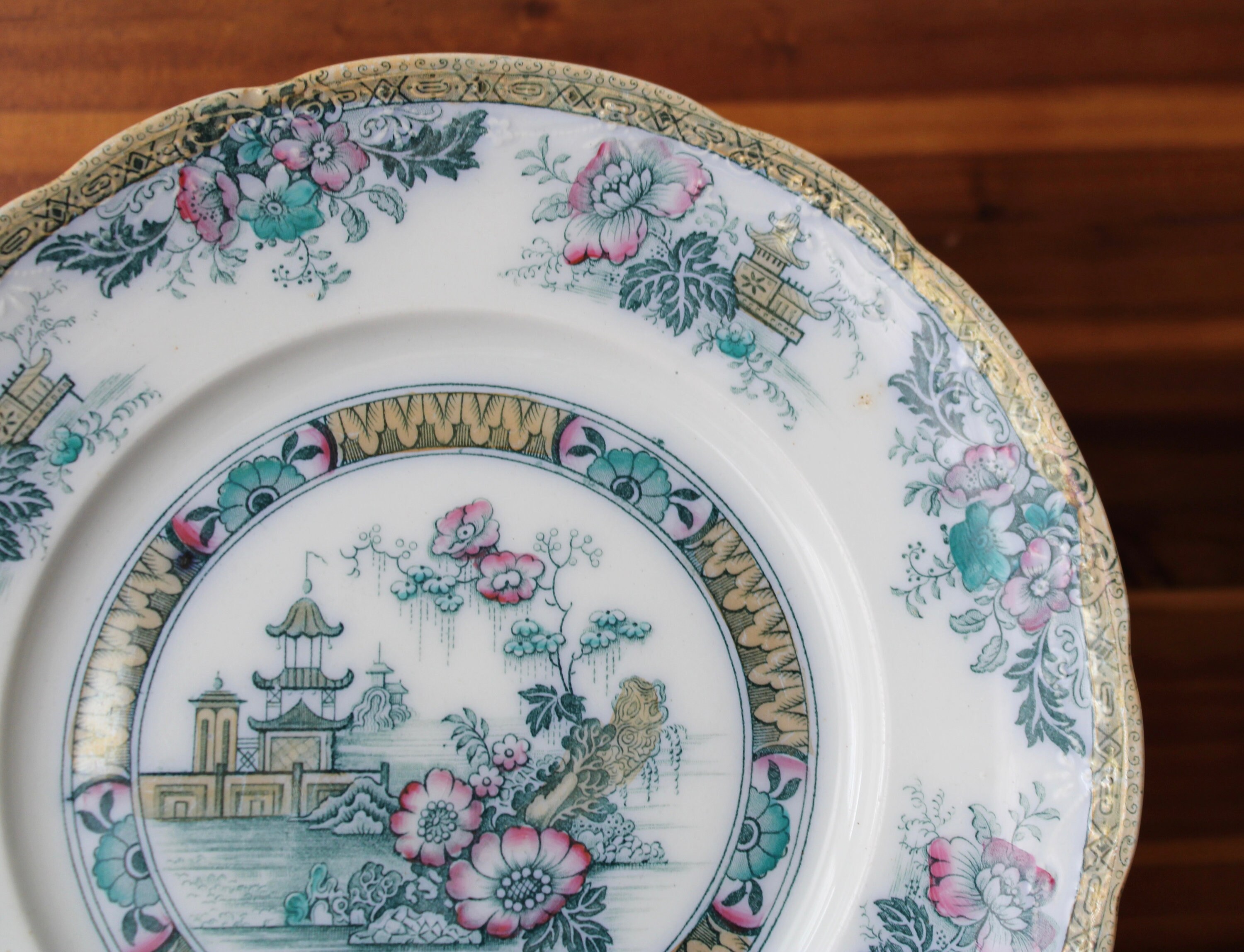 Antique Royal Staffordshire Plate in the YEDDO Pattern. Pagoda With ...