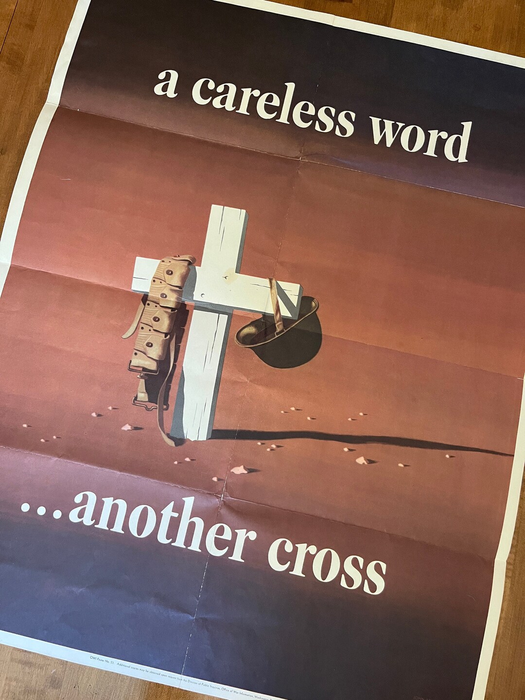Authentic WWII Poster. A Careless Word Another Cross. John Atherton ...