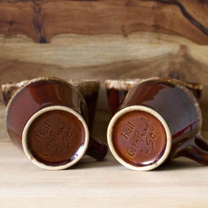 Set of Four Vintage Hull Coffee Mugs. Hull Pottery. Brown Ceramic Mugs ...