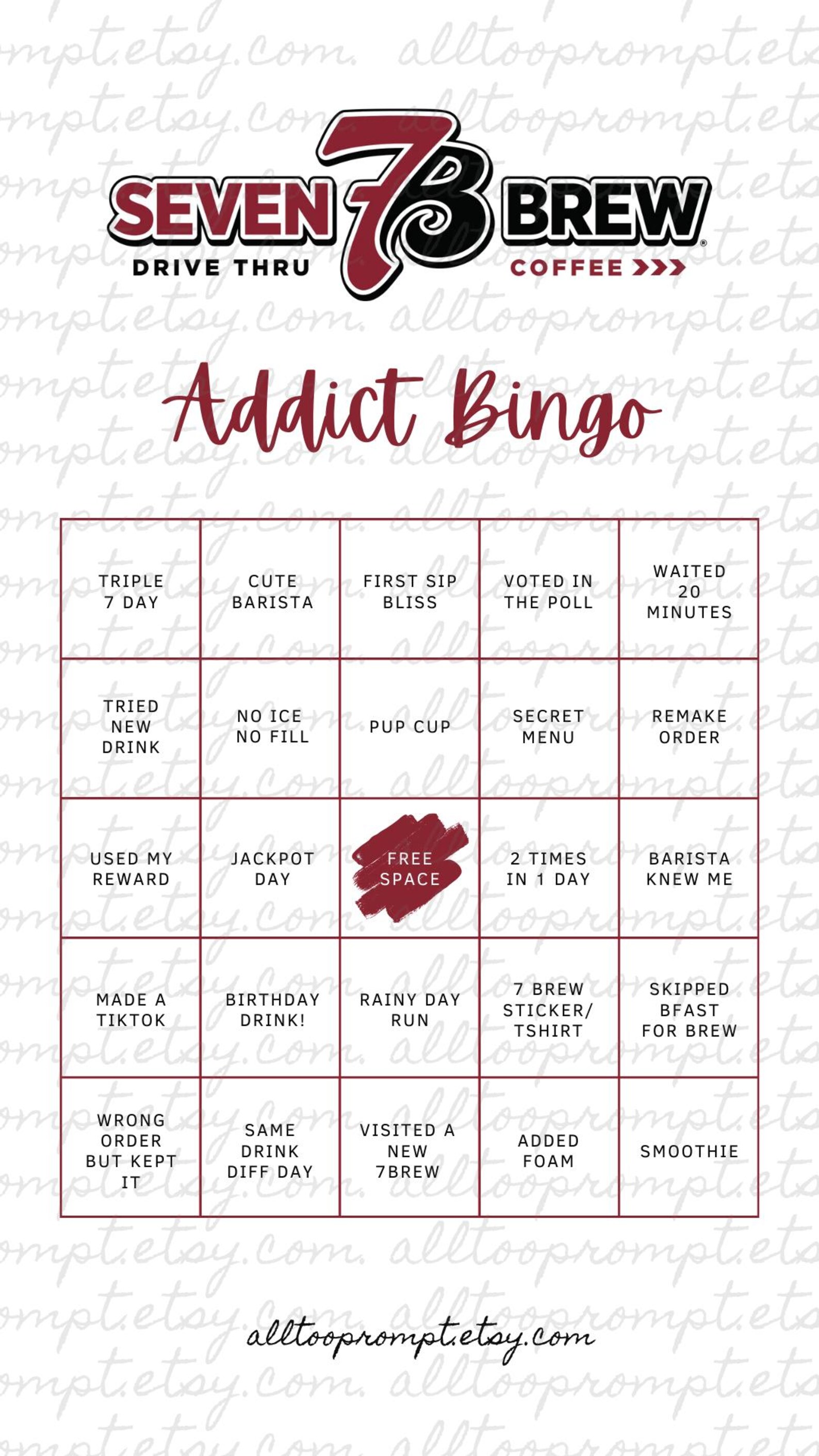 7 Brew Addict Bingo | Printable Coffee Game | Instant Download - Etsy