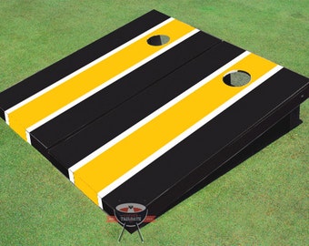 Painted Corn Hole Black and Yellow Matching Triangle Cornhole | Etsy