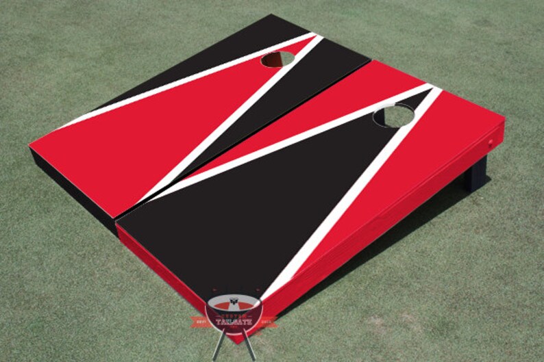 Painted Corn Hole Red and Black Alternating Triangle Cornhole | Etsy