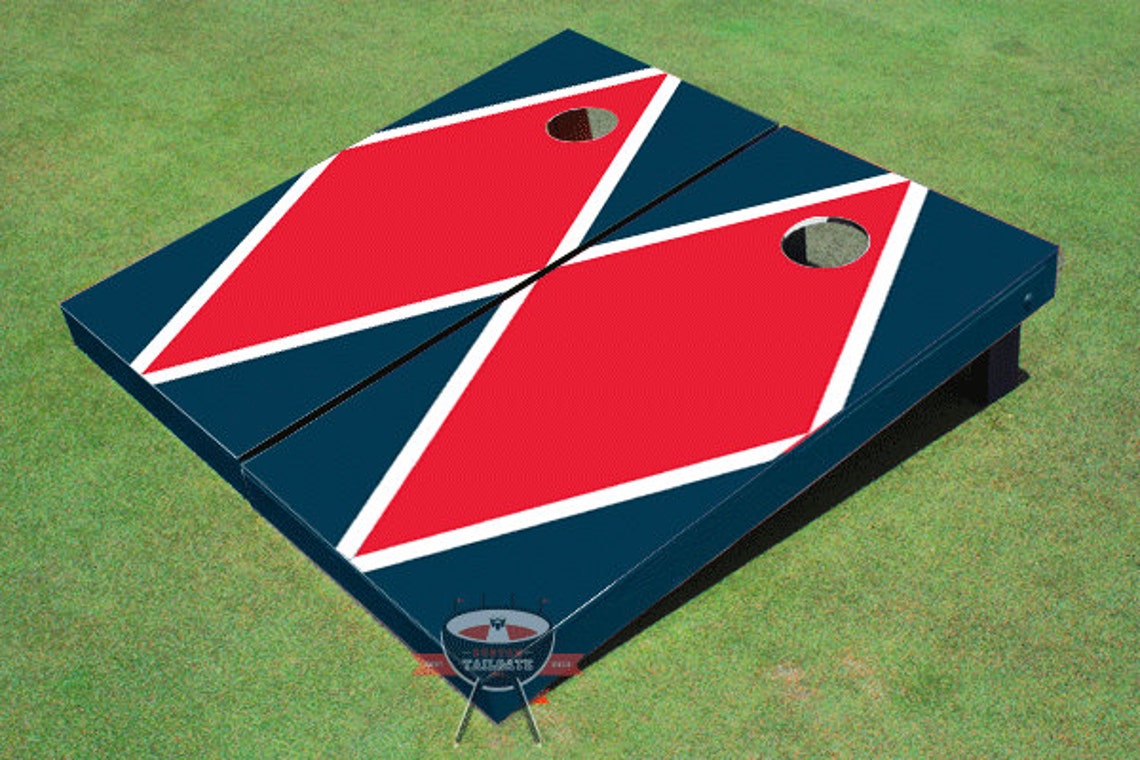 Painted Corn Hole Red and Navy Matching Diamond Cornhole - Etsy