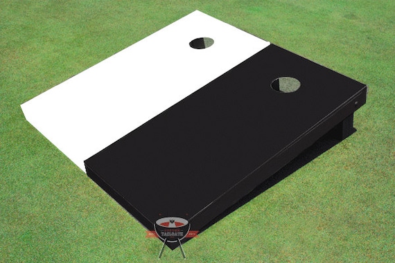 Painted Corn Hole White and Black Solid Cornhole Boards - Etsy