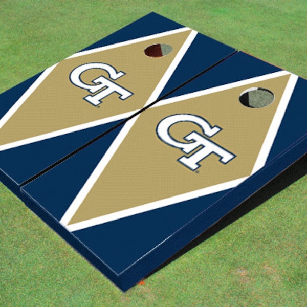 Navy and Gold Cornhole Boards - Etsy