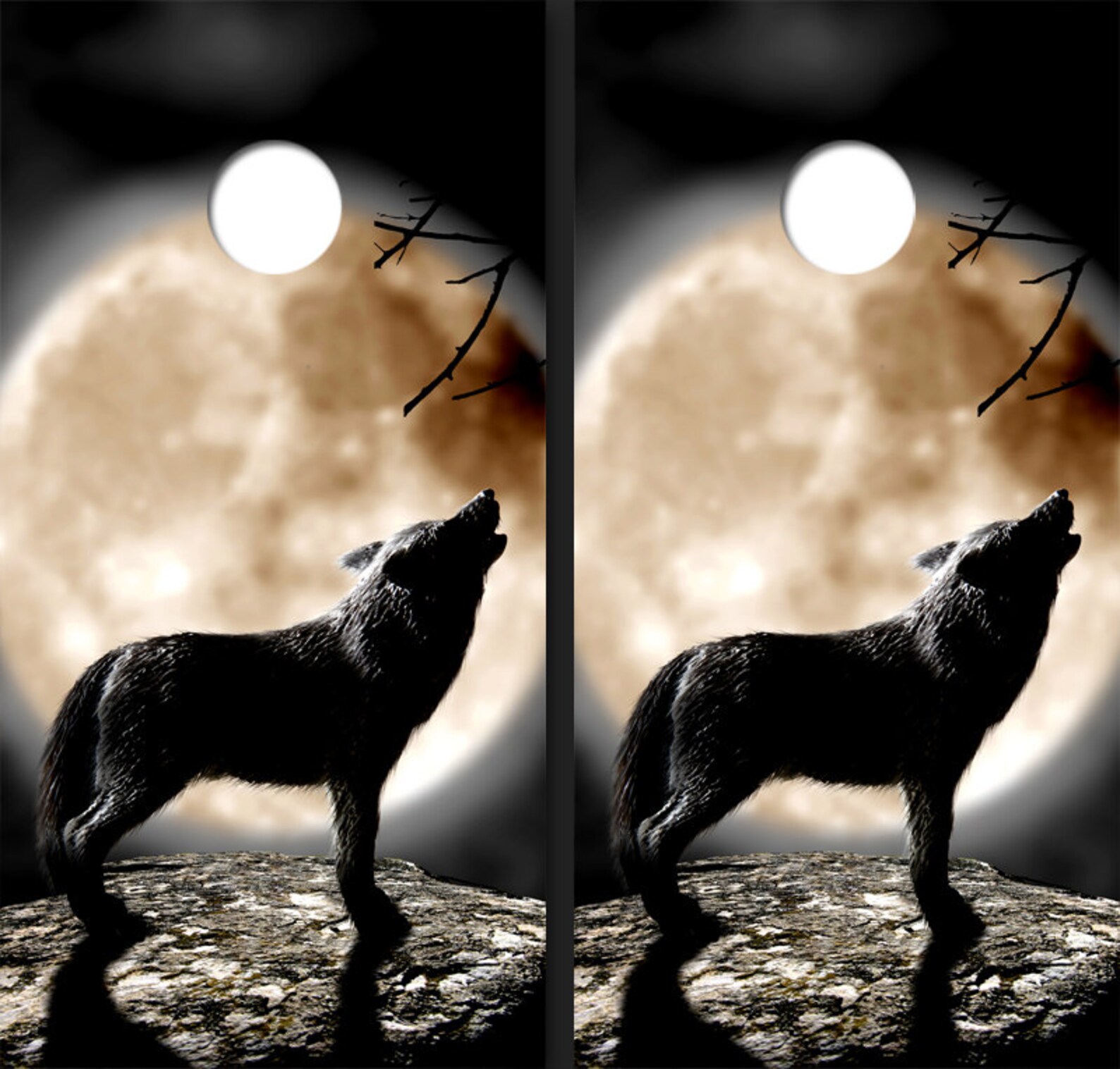 Custom Corn Hole Wolf and Moon #2 Graphic Cornhole Boards - Etsy