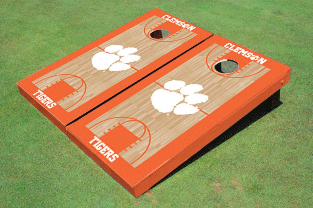 Clemson University Orange Matching Basketball Court Custom Cornhole ...
