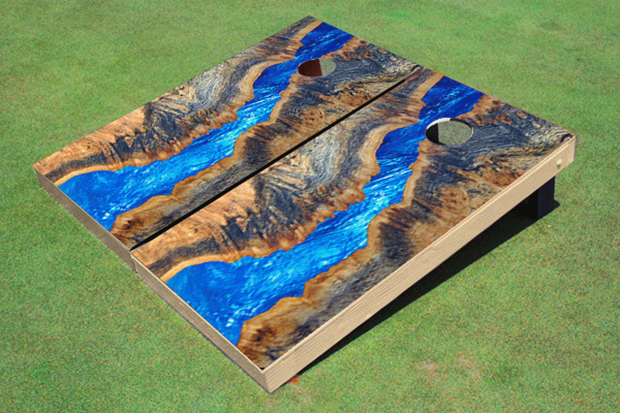 Custom Corn Hole River Table Look Blue Graphic Cornhole Boards - Etsy