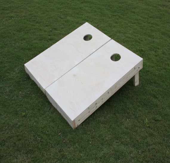 Painted Corn Hole White and Blue Matching Long Stripe Cornhole - Etsy