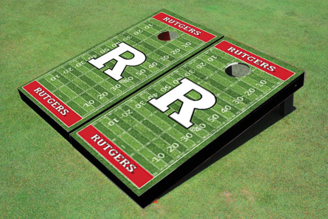 Rutgers University Red Matching Football Field Custom Cornhole Boards ...