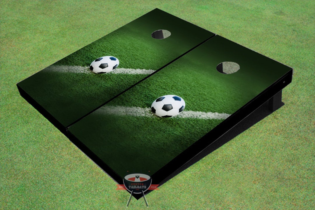 Custom Corn Hole Soccer Ball on Field Graphic Cornhole Boards - Etsy