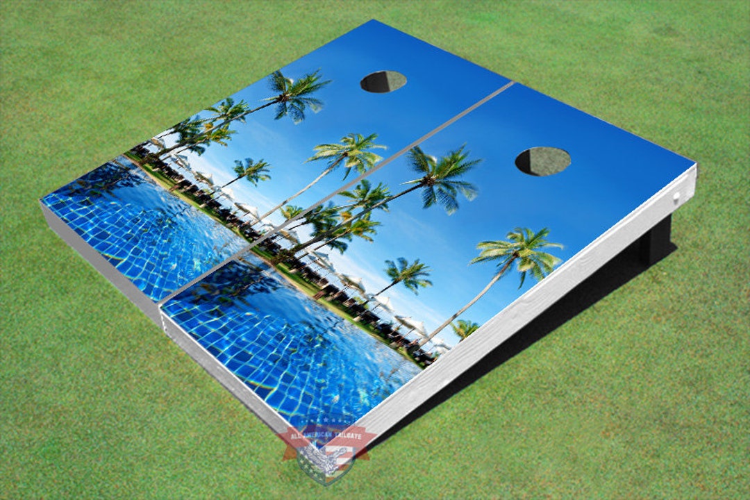 Custom Corn Hole Pool and Palm Tree #2 Graphic Cornhole Boards - Etsy