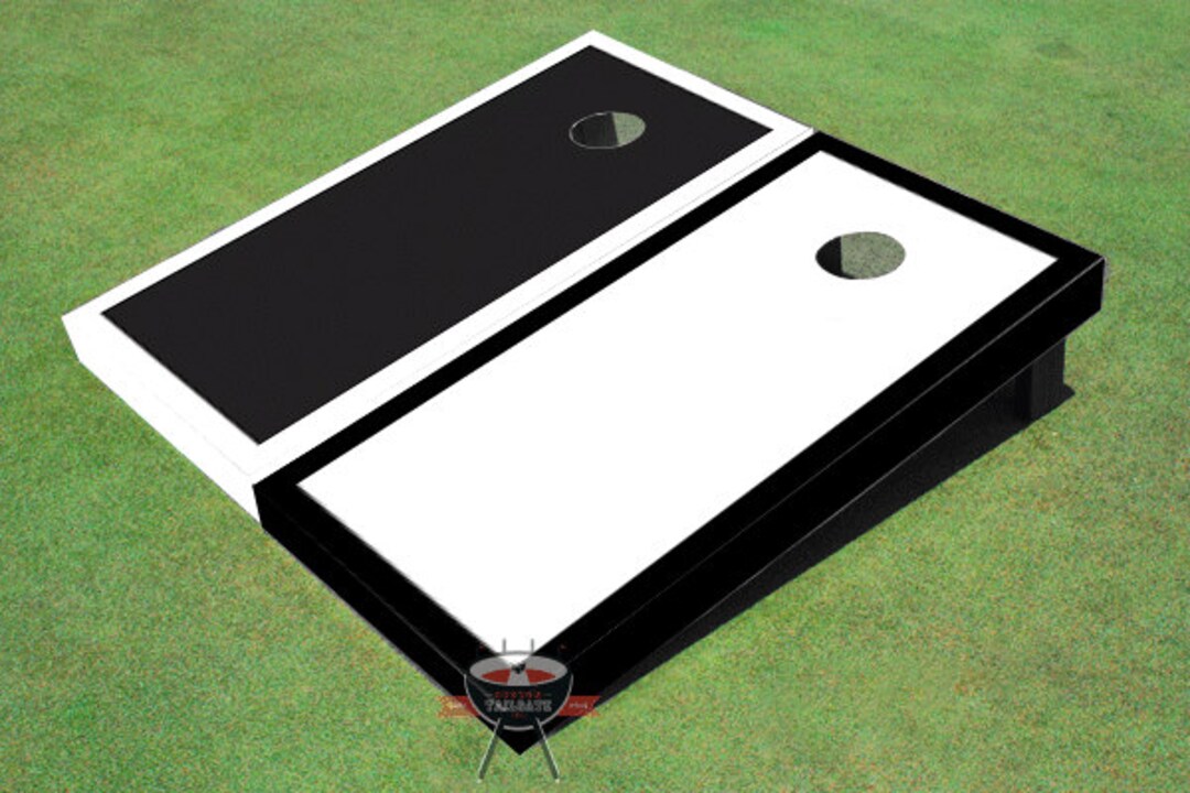 Painted Corn Hole White and Black Alternating Border Cornhole Boards - Etsy