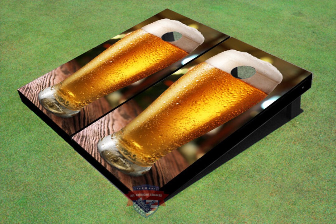 Custom Corn Hole Single Beer on Bar Graphic Cornhole Boards - Etsy