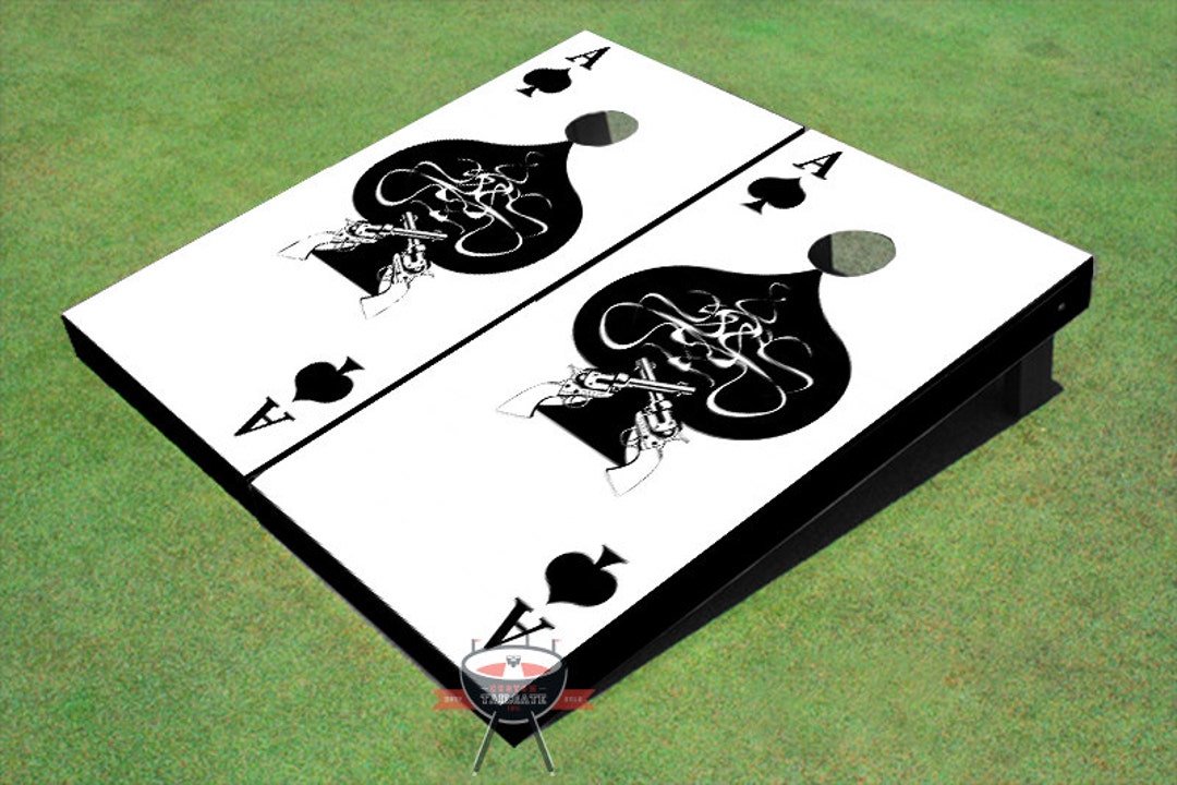 Custom Corn Hole Ace of Spade White Graphic Cornhole Boards - Etsy
