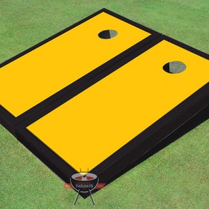 Painted Corn Hole Yellow and Black Matching Border Cornhole Boards - Etsy